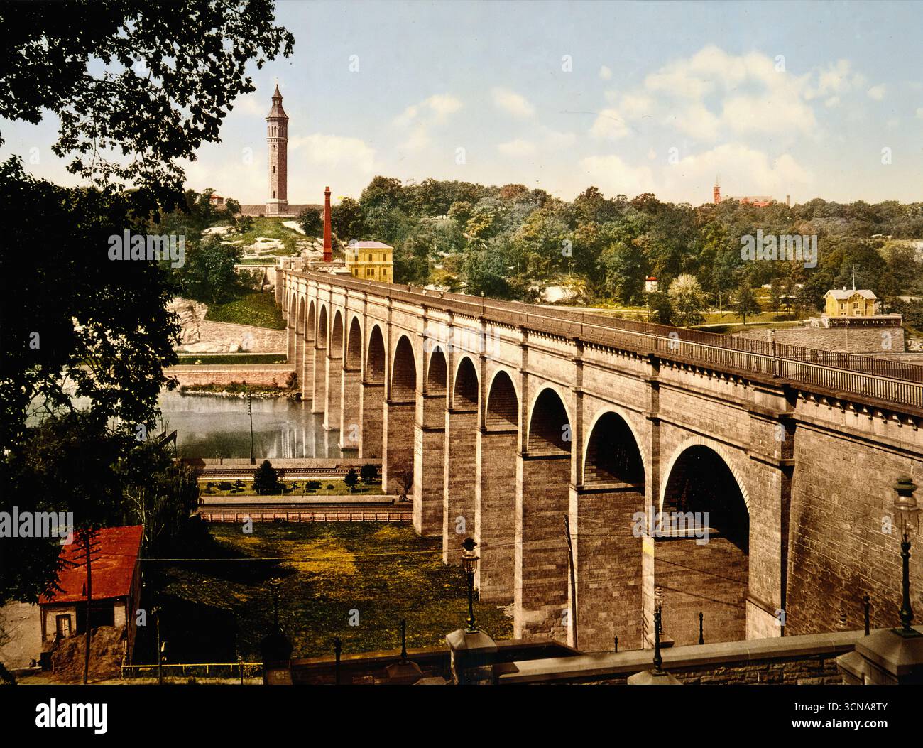 High Bridge, New York City, 1900 - 19th century colorized postcard ...