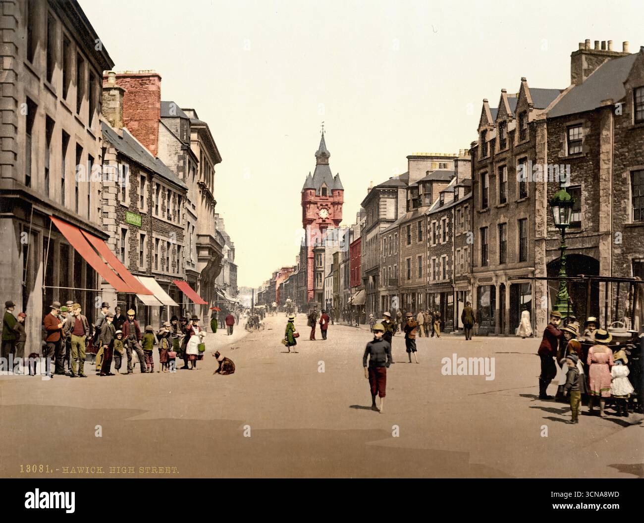 High Street, Hawick, Scotland, ca. 1895 - 19th century colorized ...