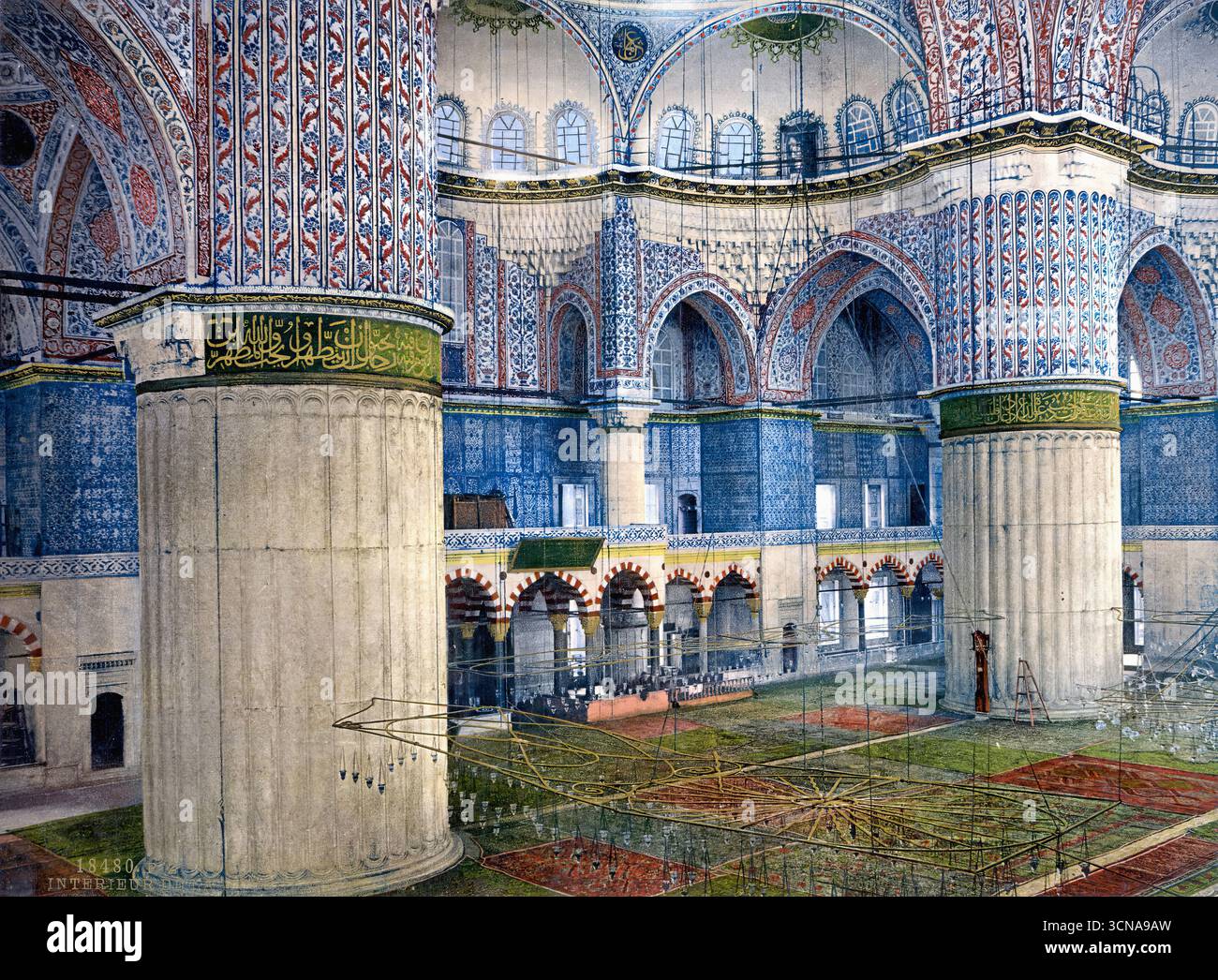 Mosque of Sultan Ahmet I, interior, Constantinople, Turkey, ca. 1895 ...