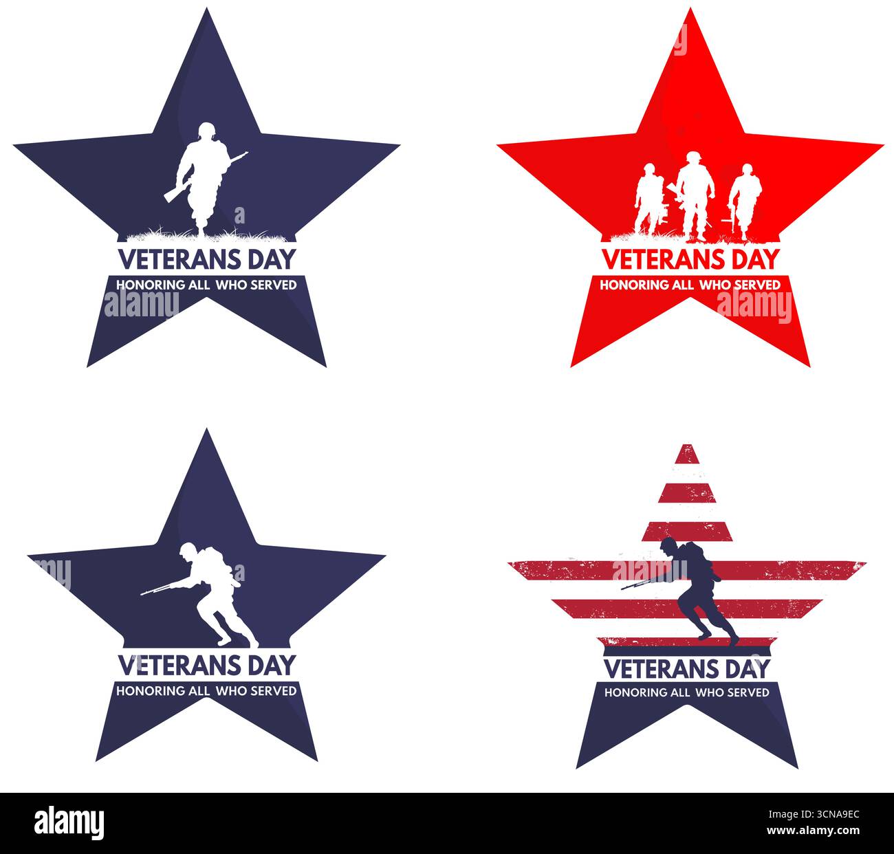 Veterans Day stars set, vector illustration. Honoring all who served ...