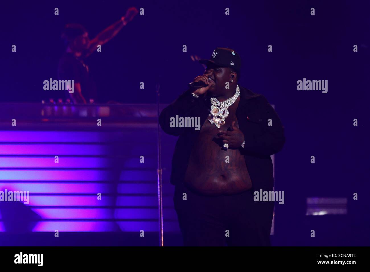 Texas rapper BigXthaPlug performs on stage during the iHeartRadio Music ...