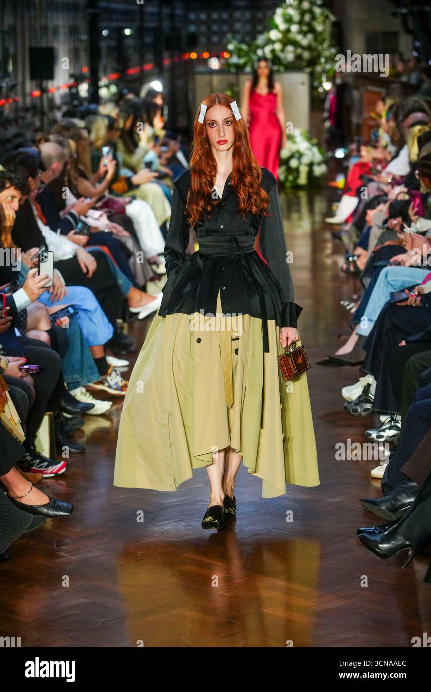 Models on the catwalk at the Patrick McDowell show in Control Room A at ...