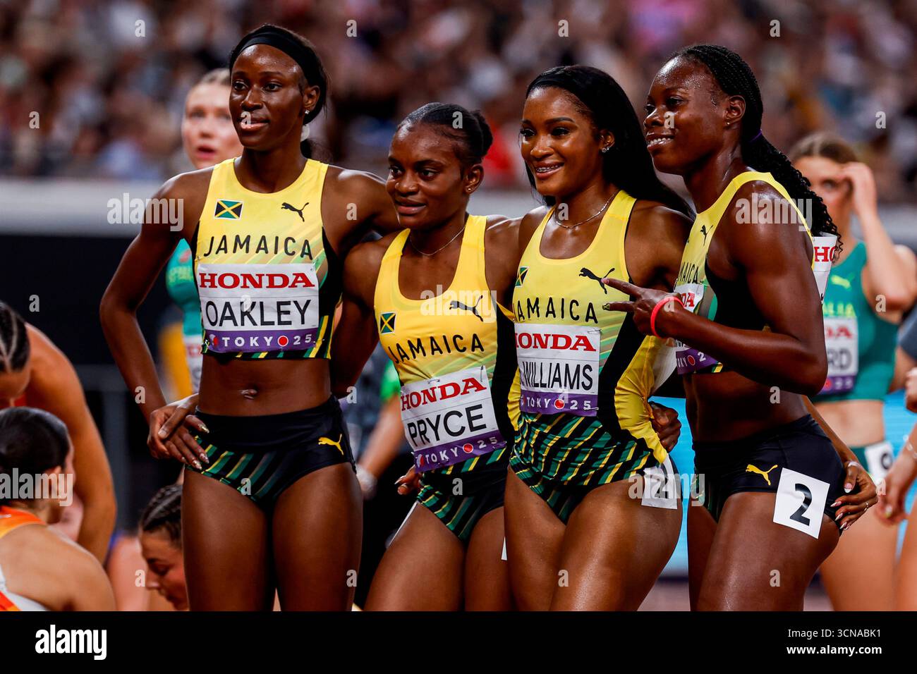 team of Jamaica, Dejanea Oakley and Stacey Ann Williams and Roneisha ...