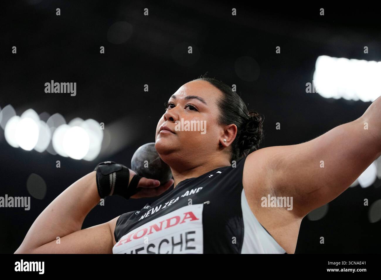 New Zealand's Maddison-Lee Wesche makes an attempt in the women's shot ...