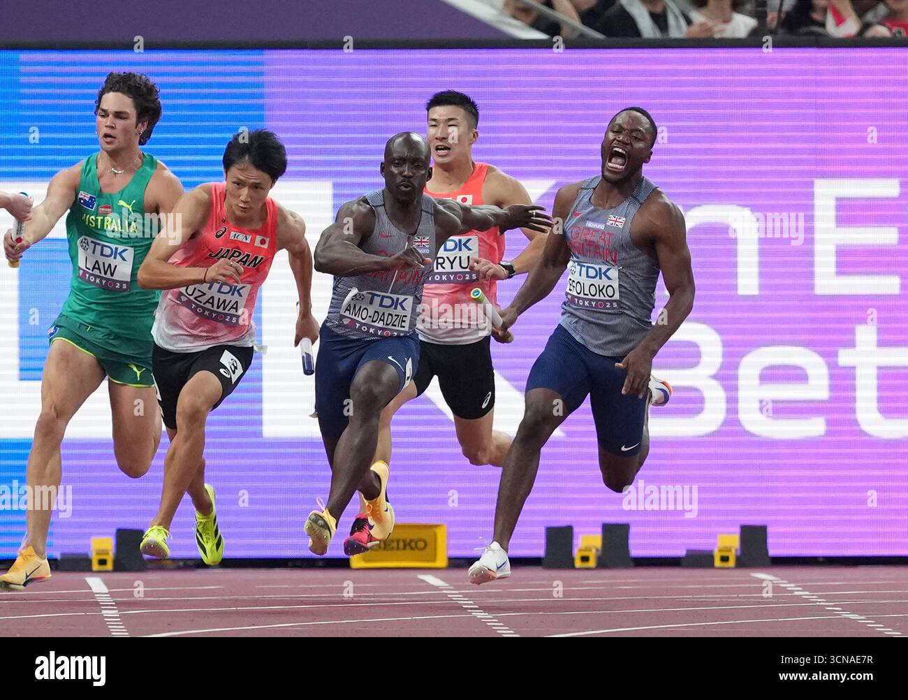 Great Britain's Jeremiah Azu during the Men's 4x100 Metres Relay on day ...