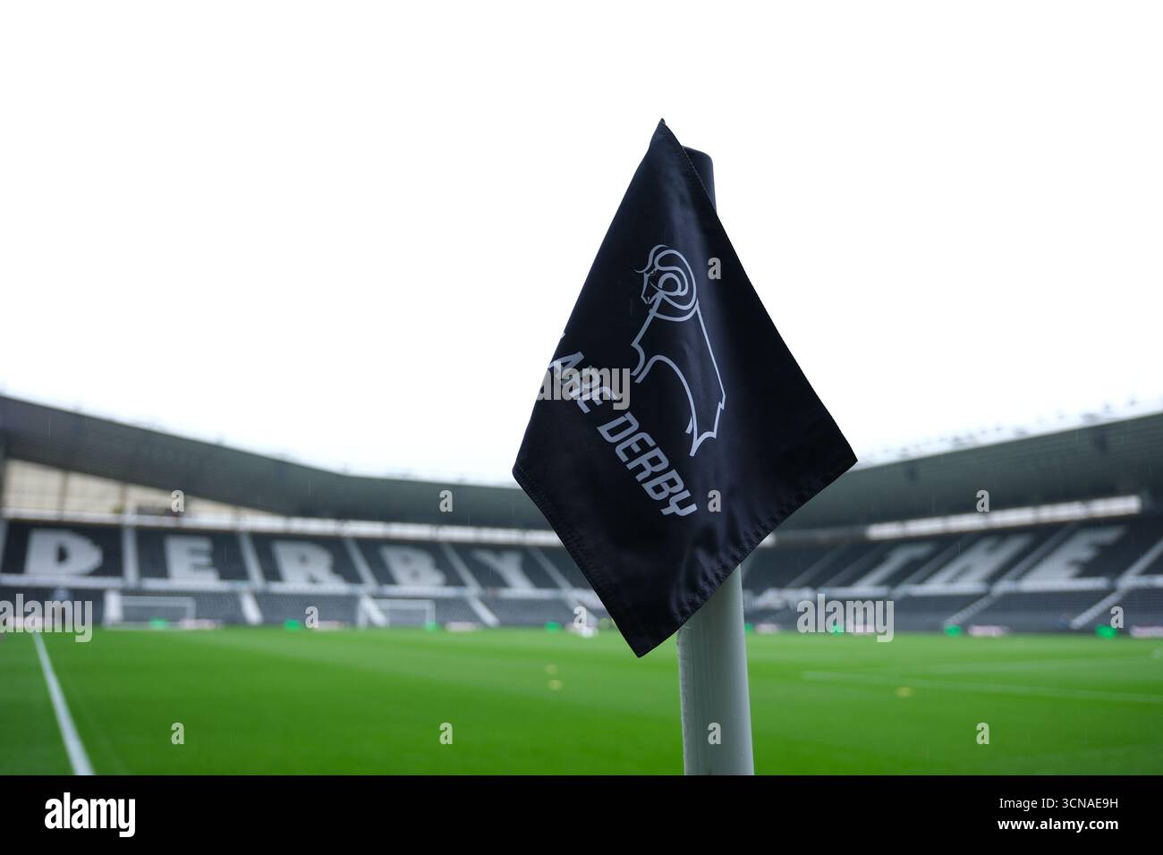 Derby County corner flag prior to kick off during the EFL Championship ...