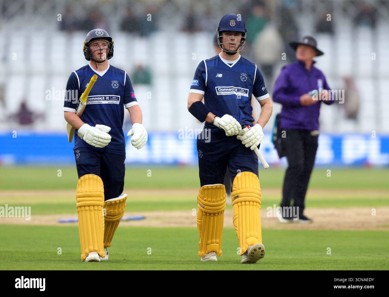 Hampshire's not out batsmen Fletcha Middleton and Ali Orr leave the ...