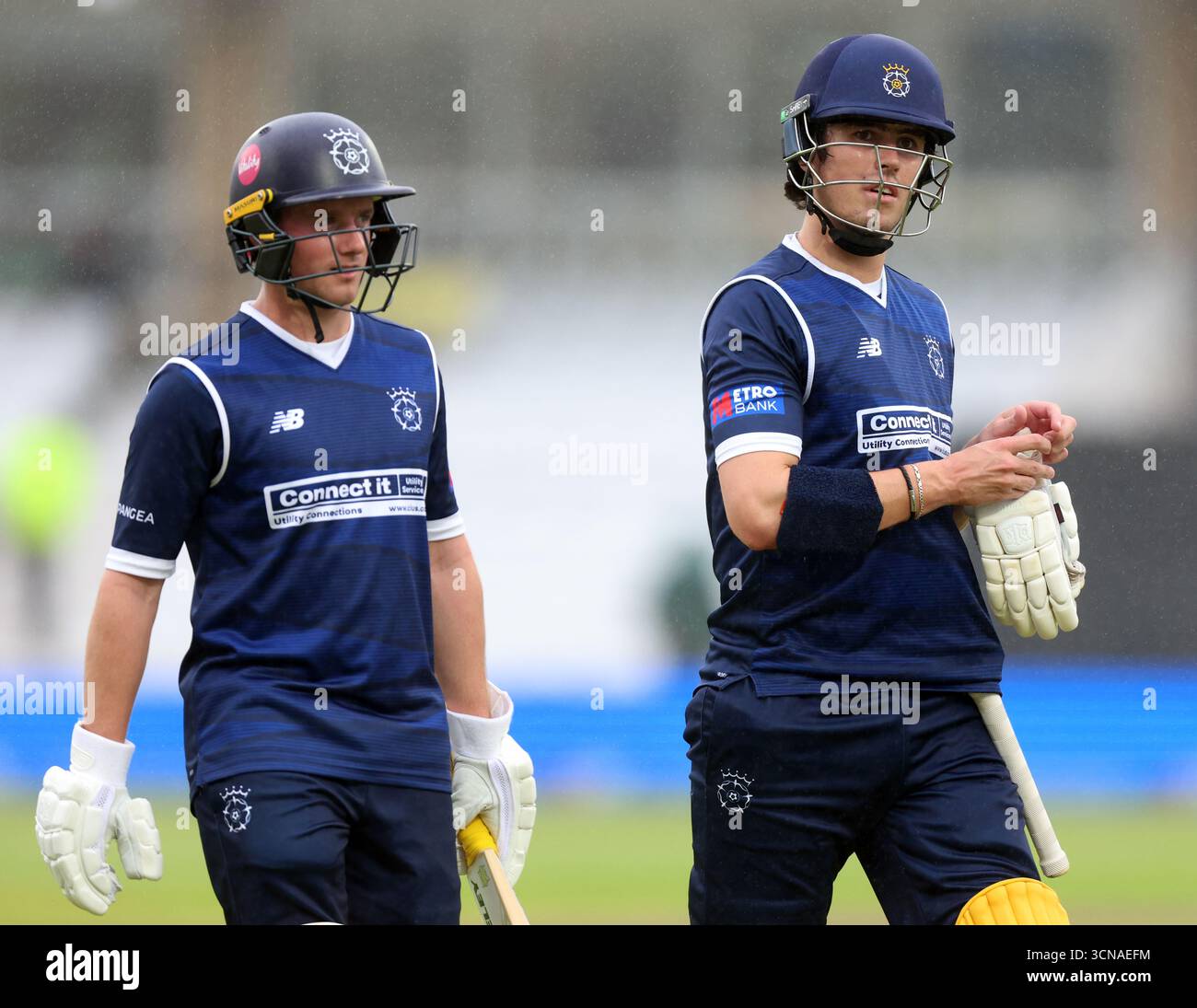 Hampshire's not out batsmen Fletcha Middleton and Ali Orr leave the ...