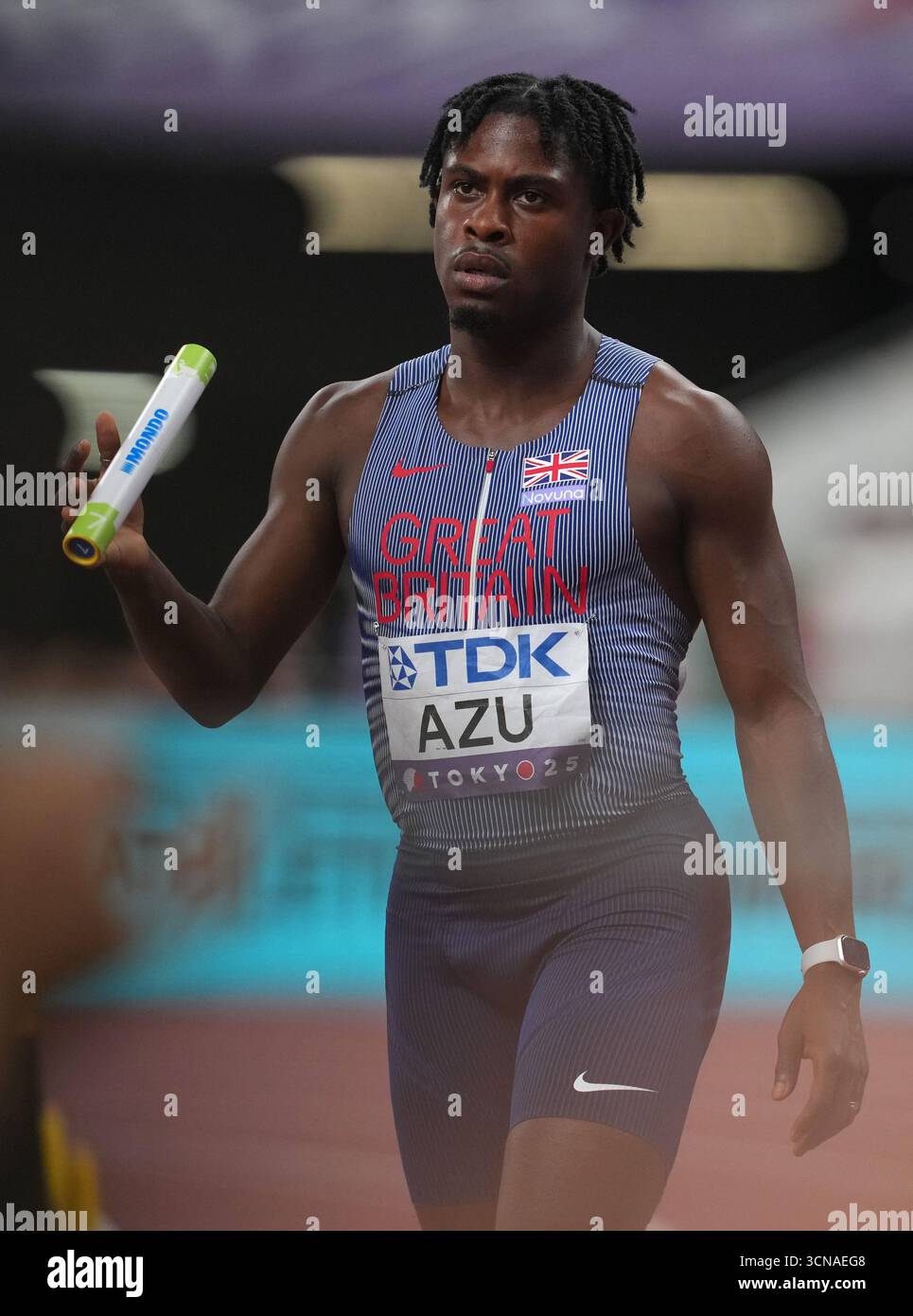 Great Britain's Jeremiah Azu during the Men's 4x100 Metres Relay on day ...