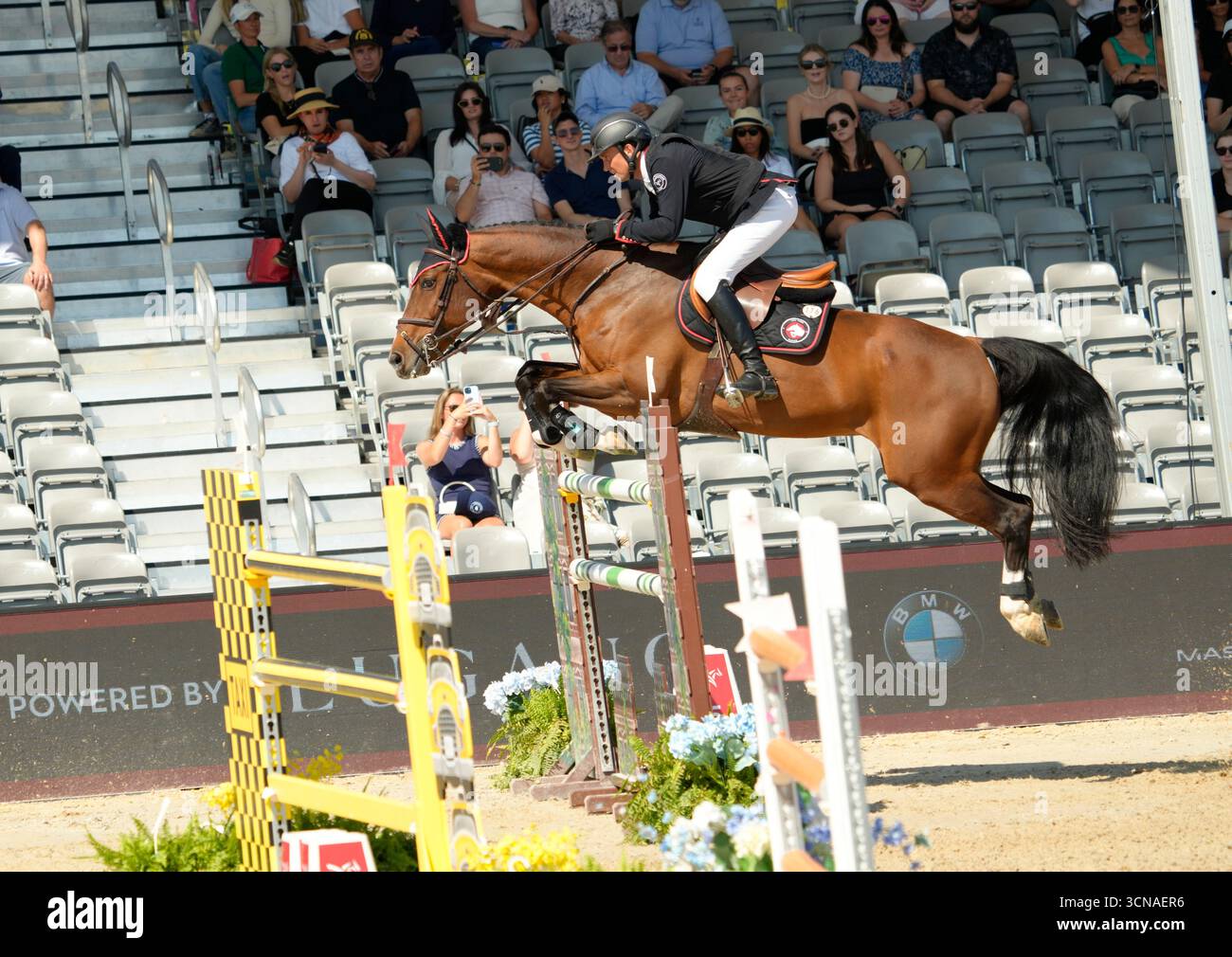 Trevor Breen, horse Highland President compete during the Longines ...