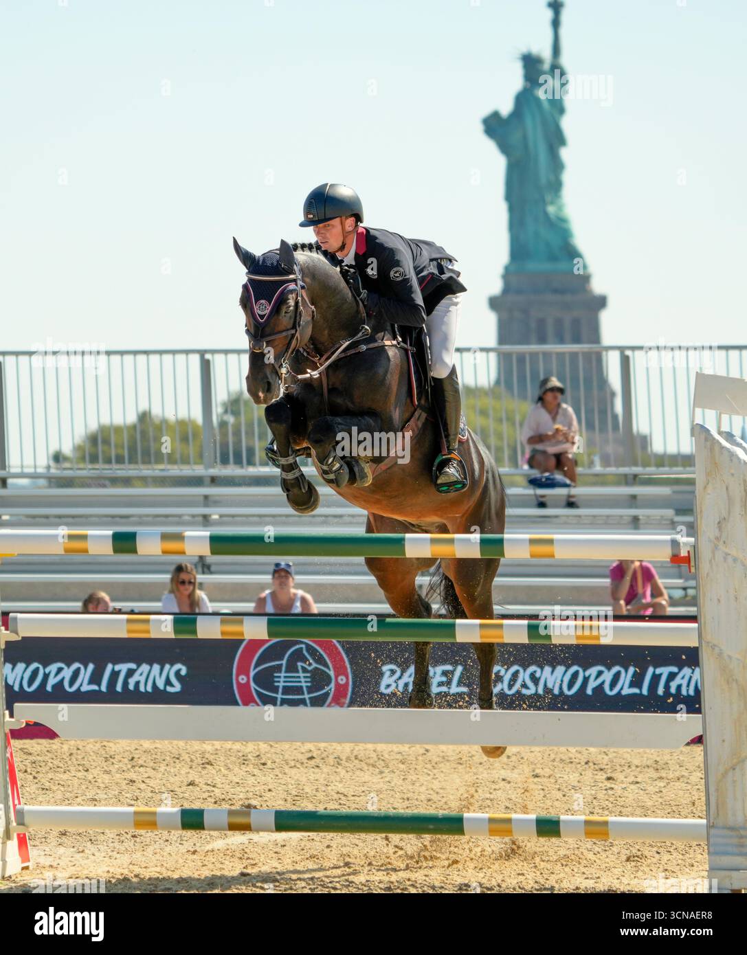 Michael Duffy, horse Pepper H M Z compete during the Longines Global Champions Tour New York ...