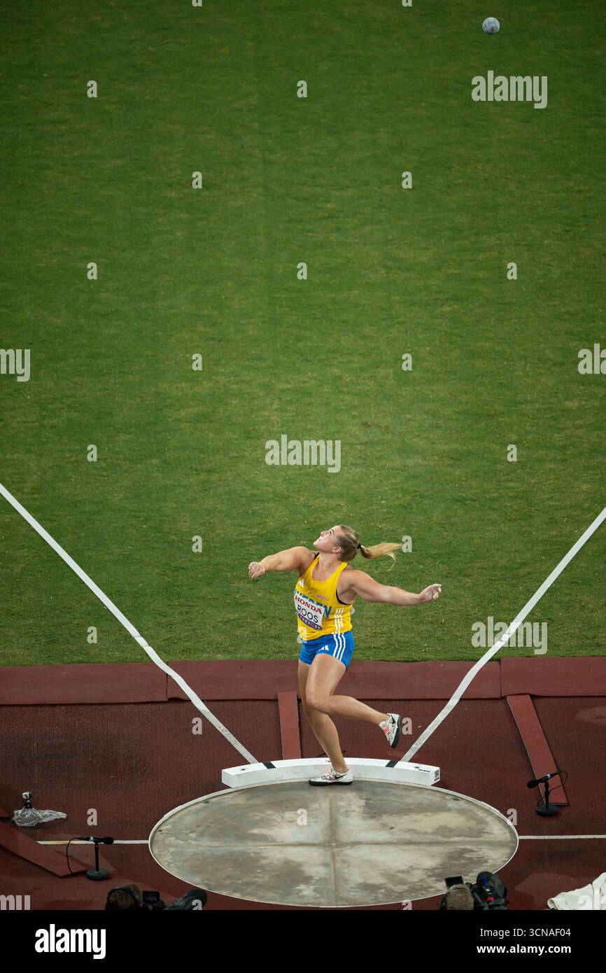 250920 Fanny Roos of Sweden competes in women's shot put final during ...