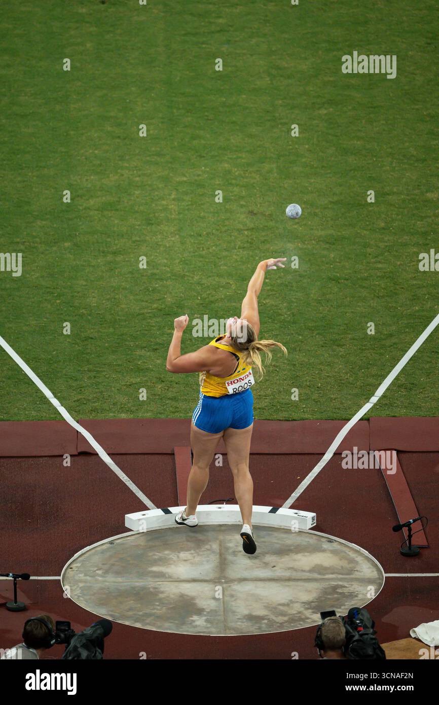 250920 Fanny Roos of Sweden competes in women's shot put final during ...