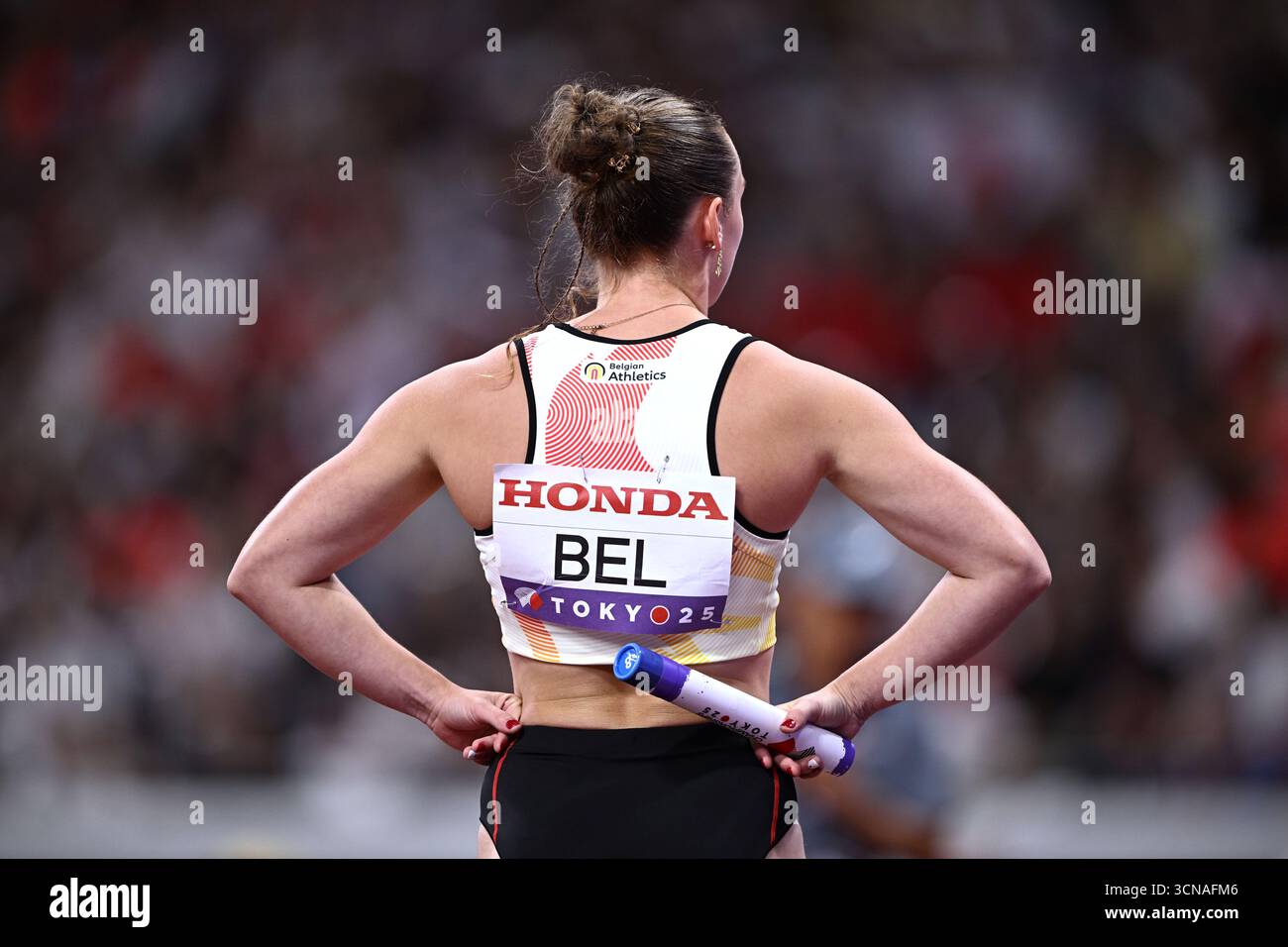 Belgian Rani Vincke pictured during the heats of the women's 4x100m ...