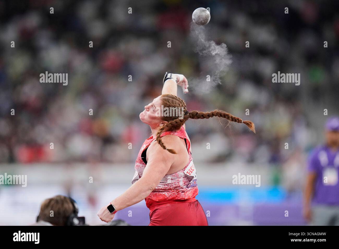 Canada's Sarah Mitton competes in the women's shot put final at the ...