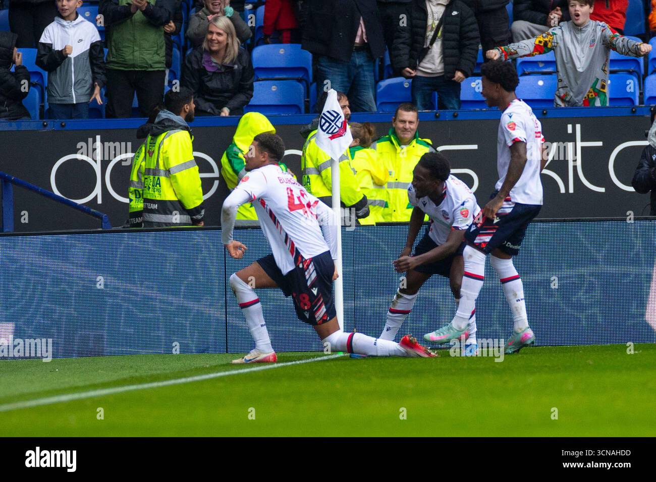 Goal 3-0 Mason Burstow (48) of Bolton Wanderers F.C celebrates his goal ...