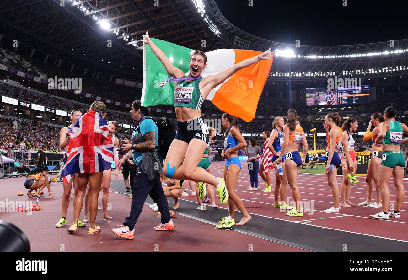Ireland's Kate O'Connor celebrates after winning the silver medal for ...