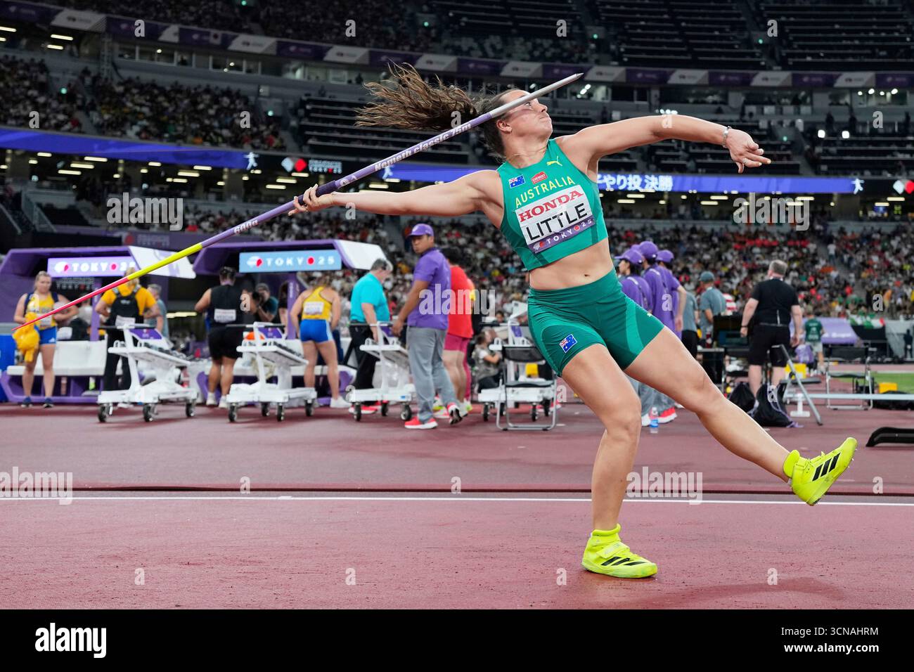 Australia's Mackenzie Little competes in the women's javelin throw ...