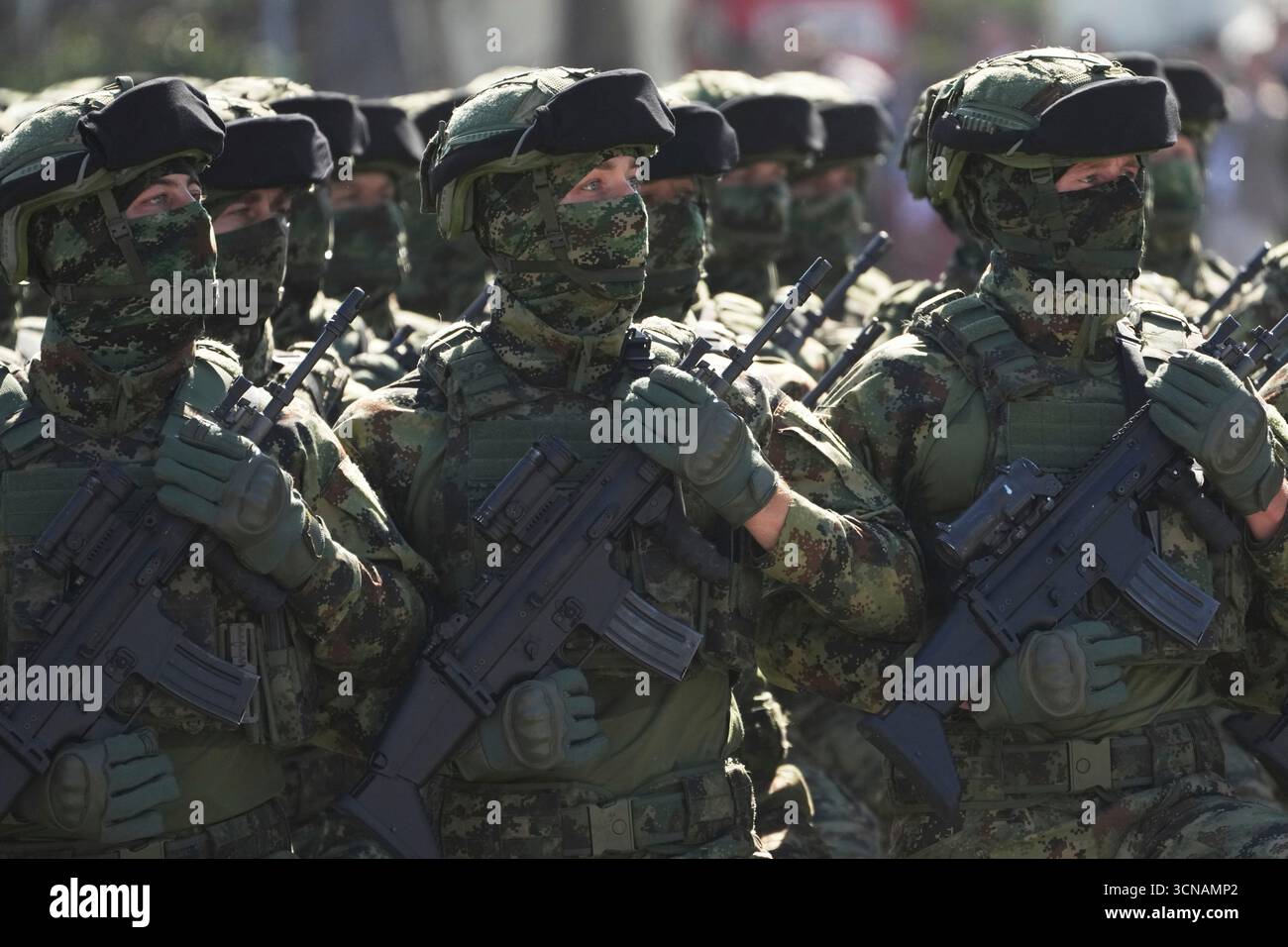 Serbian Army soldiers perform during a military parade in Belgrade ...