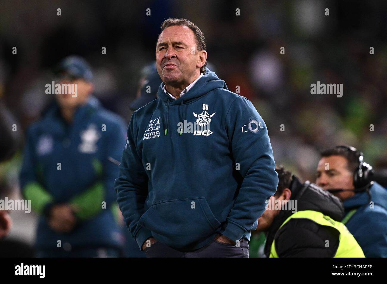 Raiders coach Ricky Stuart watches on during the NRL Semi-Final match ...