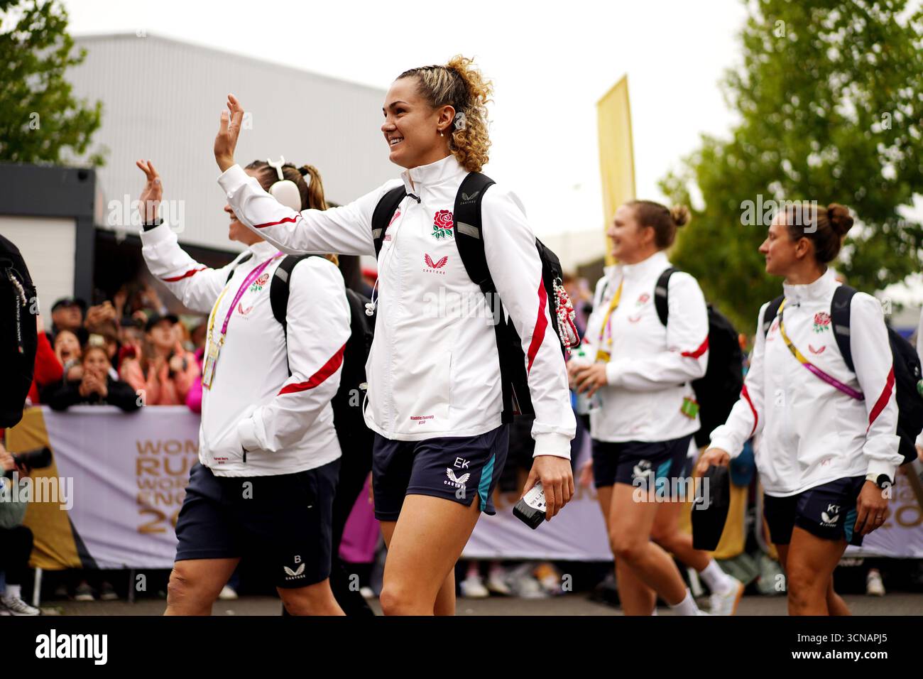 England's Ellie Kildunne arrives ahead of the Women's Rugby World Cup ...