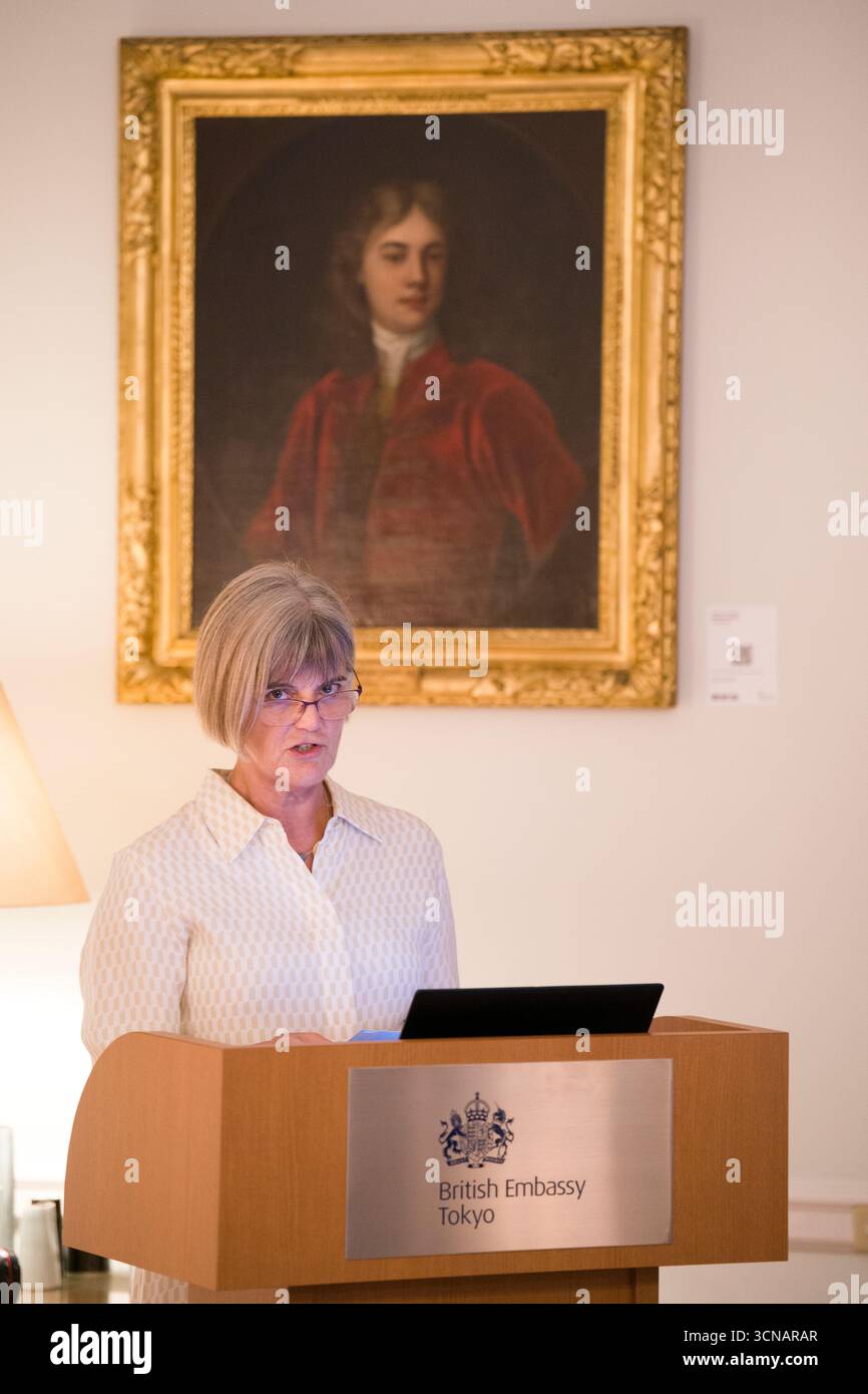 British Ambassador to Japan Julia Longbottom, speaks during a reception ...