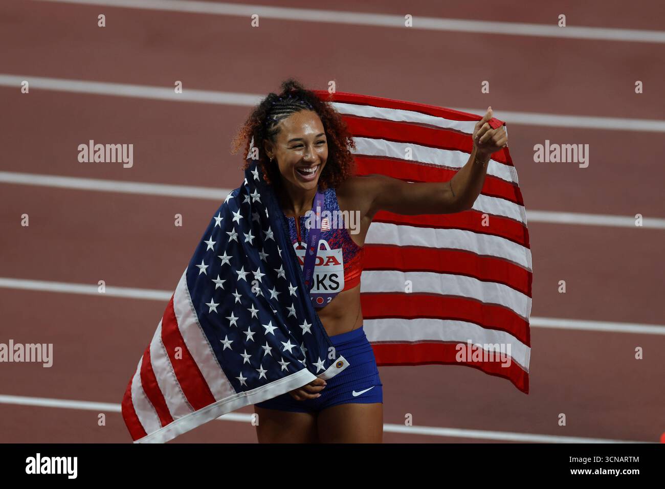 Taliyah BROOKS of United States celebrates as she placed third in the ...
