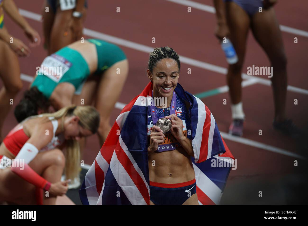 Anna HALL of United States reacts after winning the Women's heptathlon ...