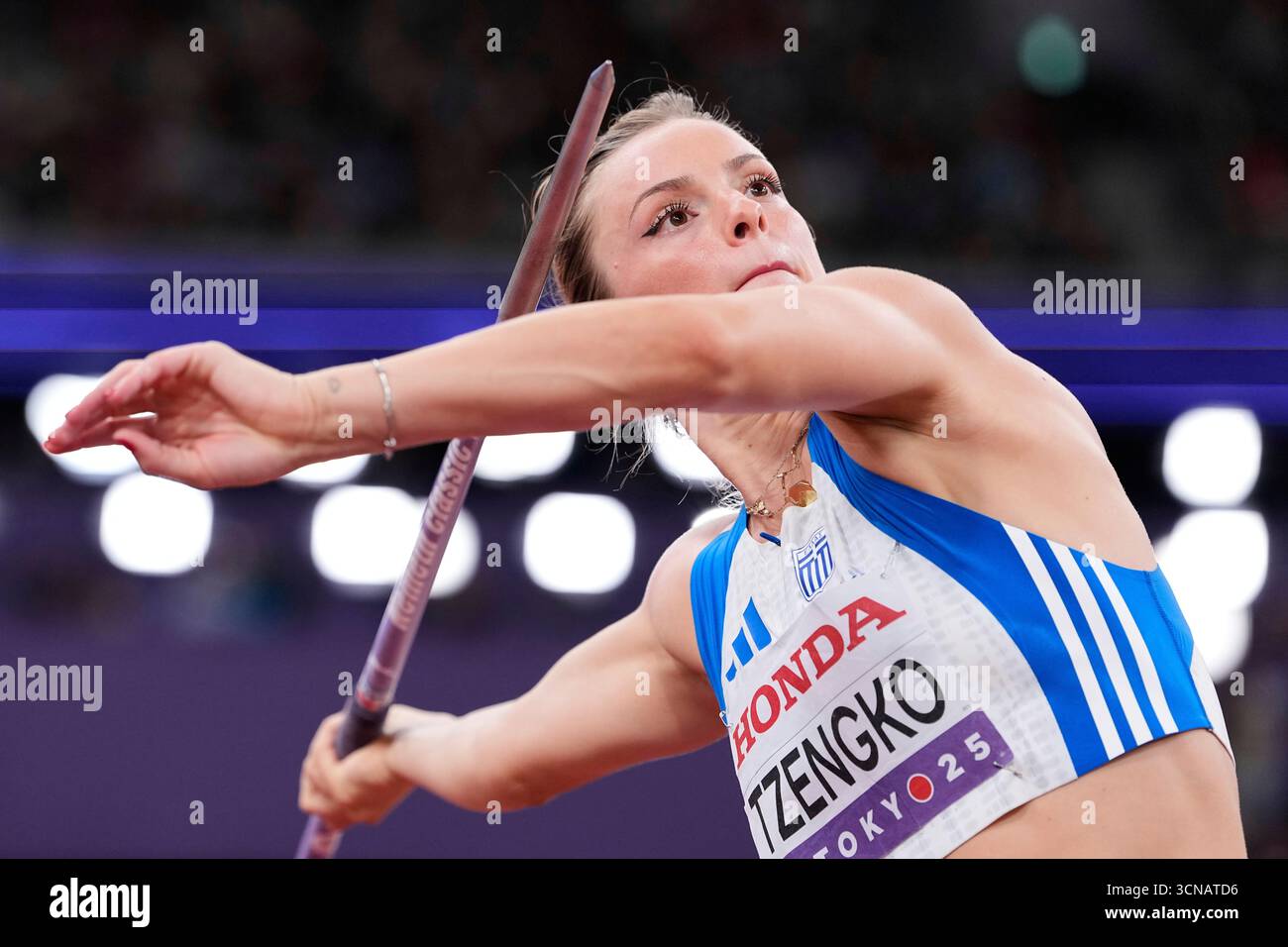 Greece's Elina Tzengko competes in the women's javelin throw final at ...