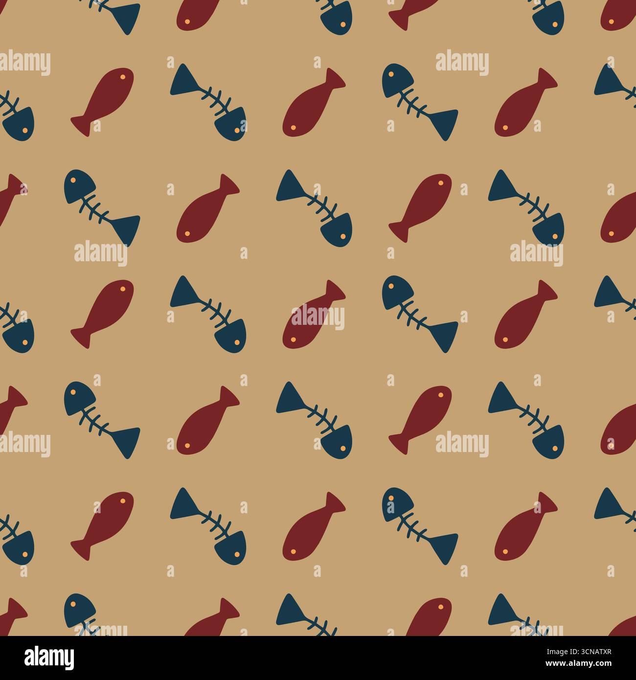 Seamless fish and bone playful pattern Stock Vector Image & Art - Alamy