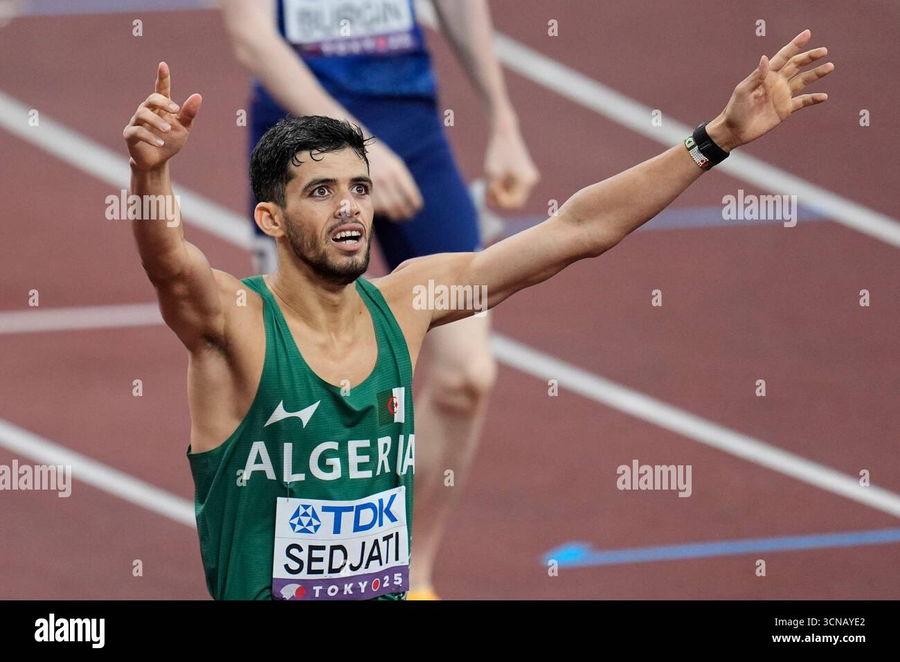 Algeria's Djamel Sedjati reacts after winning the silver medal in the ...