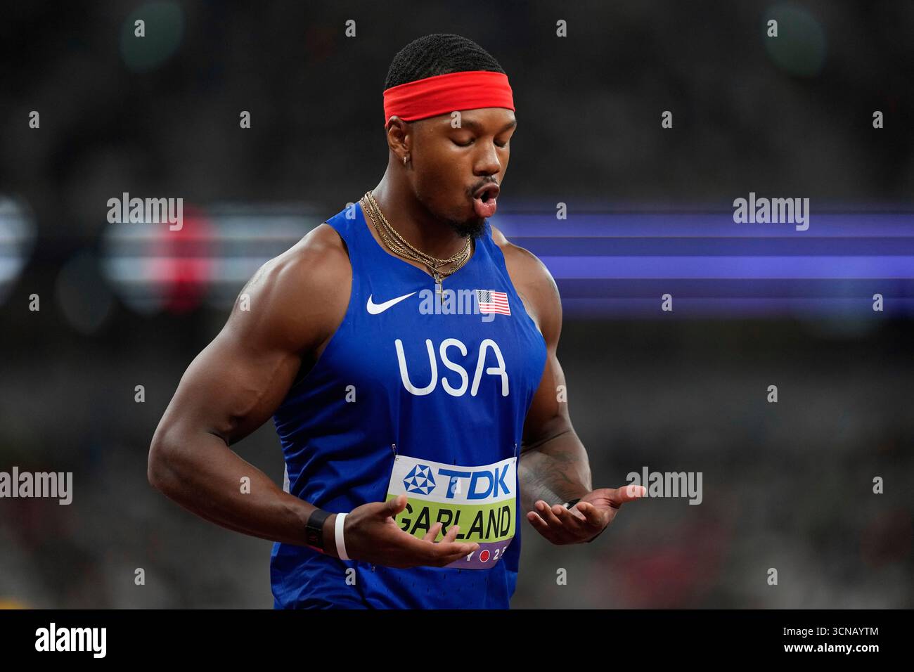 United States' Kyle Garland prepares to race in the decathlon 400 ...