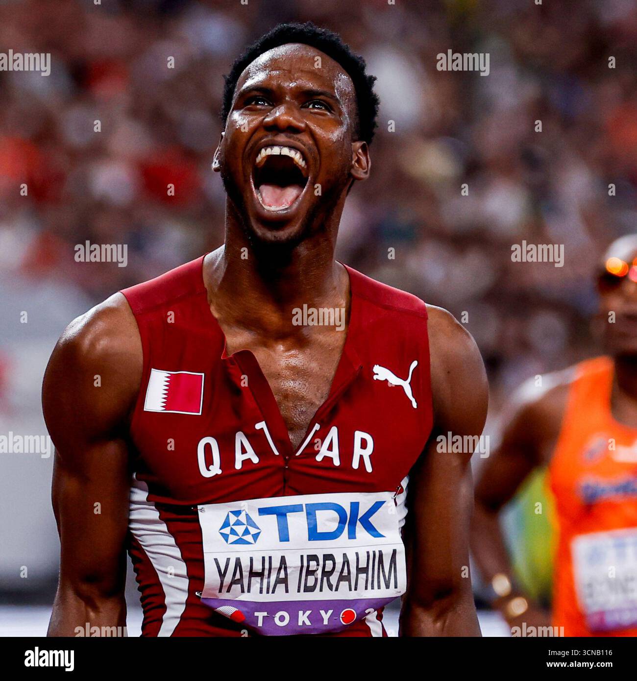 Ammar Ismail Yahia Ibrahim of Qatar during the Men's 4x400 Metres Relay during World Athletics ...