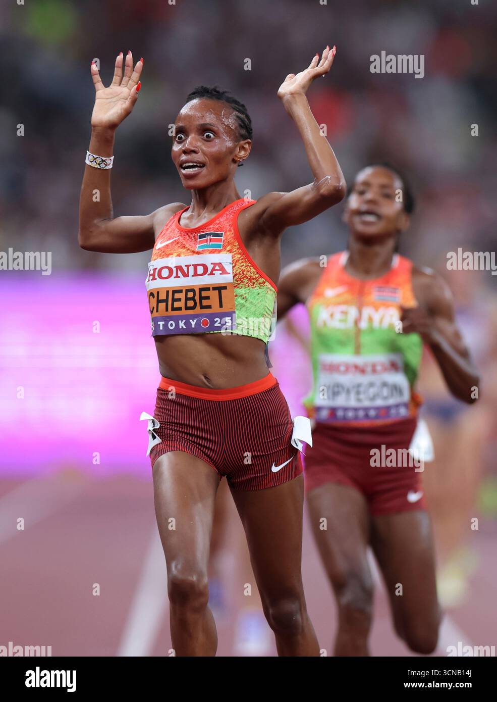 Beatrice CHEBET of Kenya crosses the finish line to win in the Women's ...