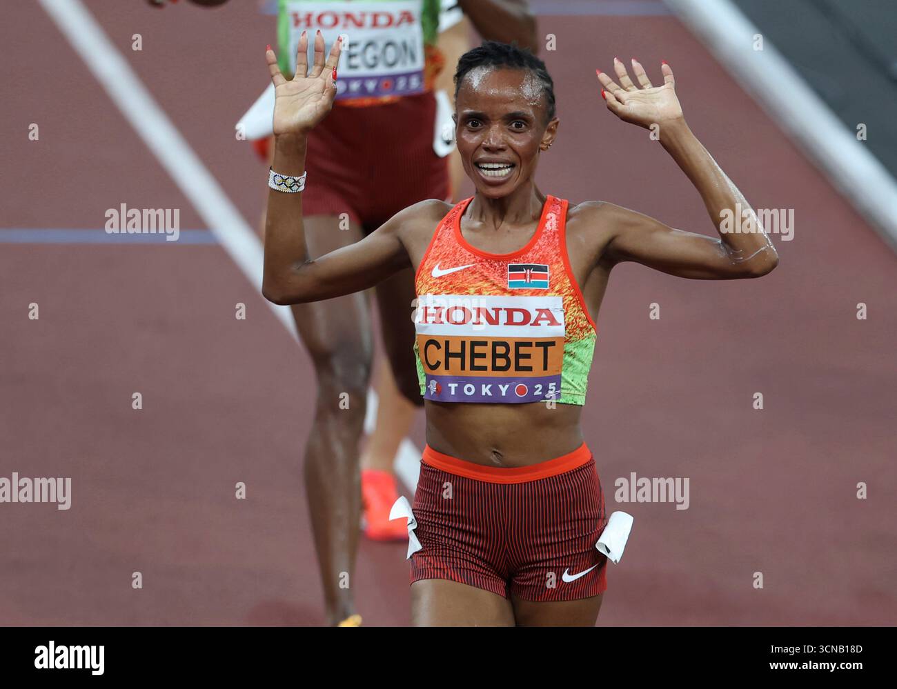 Beatrice CHEBET of Kenya crosses the finish line to win in the Women's ...