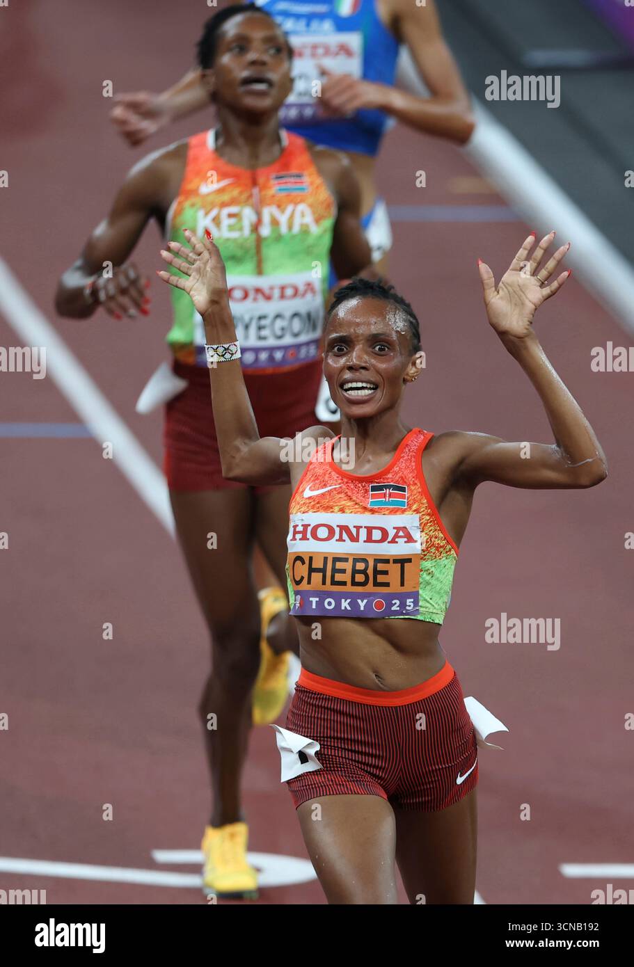Beatrice CHEBET of Kenya crosses the finish line to win in the Women's ...