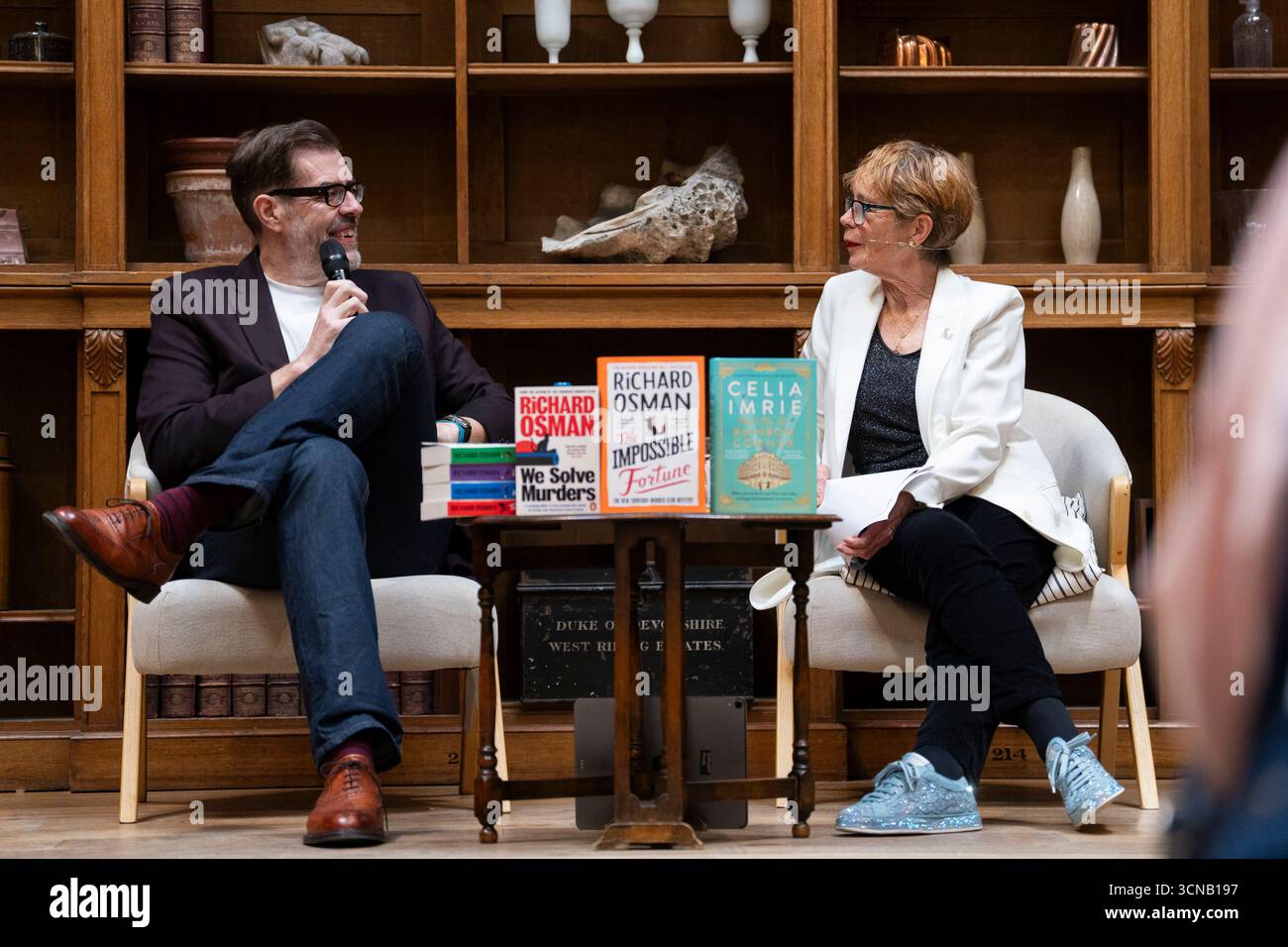 EDITORIAL USE ONLY Richard Osman and Celia Imrie at The Queen's Reading ...