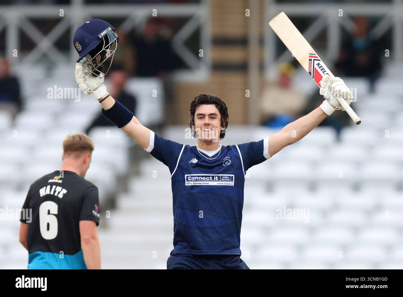 Hampshire's Ali Orr celebrates after reaching a century during the ...