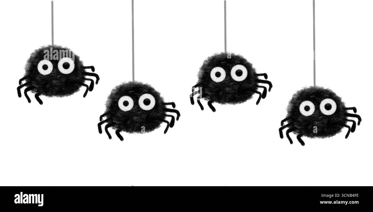 Halloween spiders watercolor seamless border. Hand-drawn cartoon ...