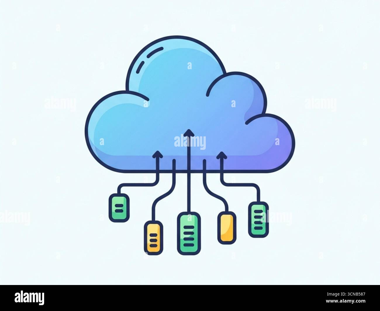 Cloud Computing Vector Icon - Data Upload, Digital Storage and Network Synchronization for ...