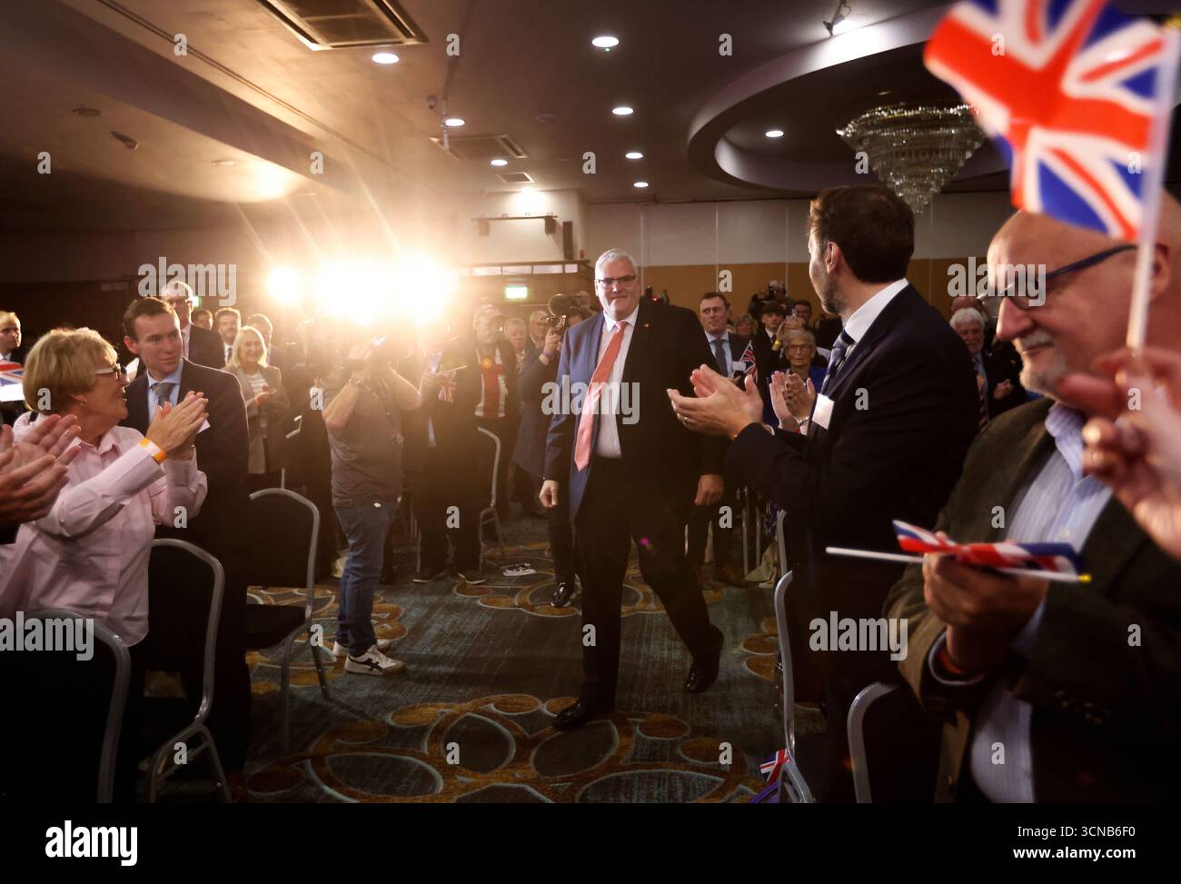 Democratic Unionist Party leader Gavin Robinson MP arrives to a ...