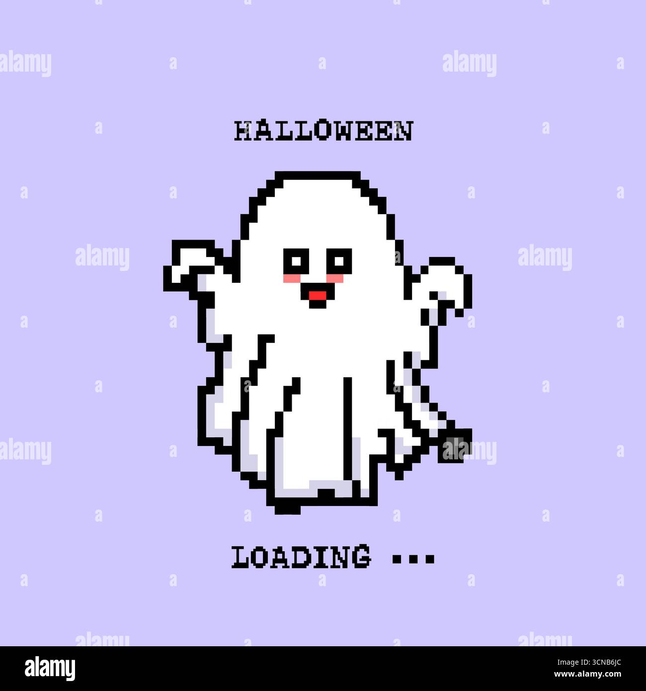Halloween Ghost Loading Pixel Art Vector Illustration Cartoon Design ...