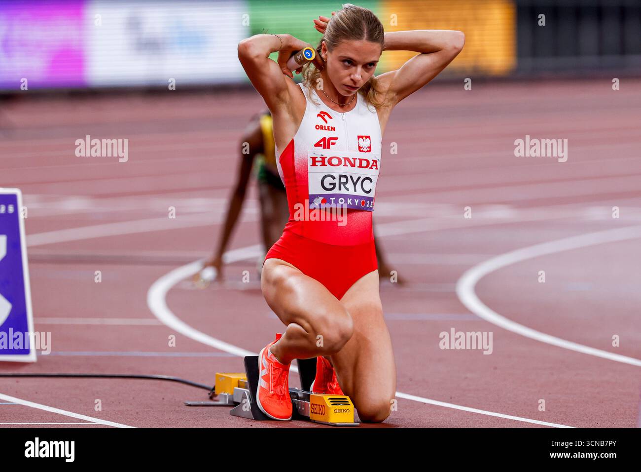 Anna Gryc of Poland during the Women's 4x400 Metres Relay during World ...