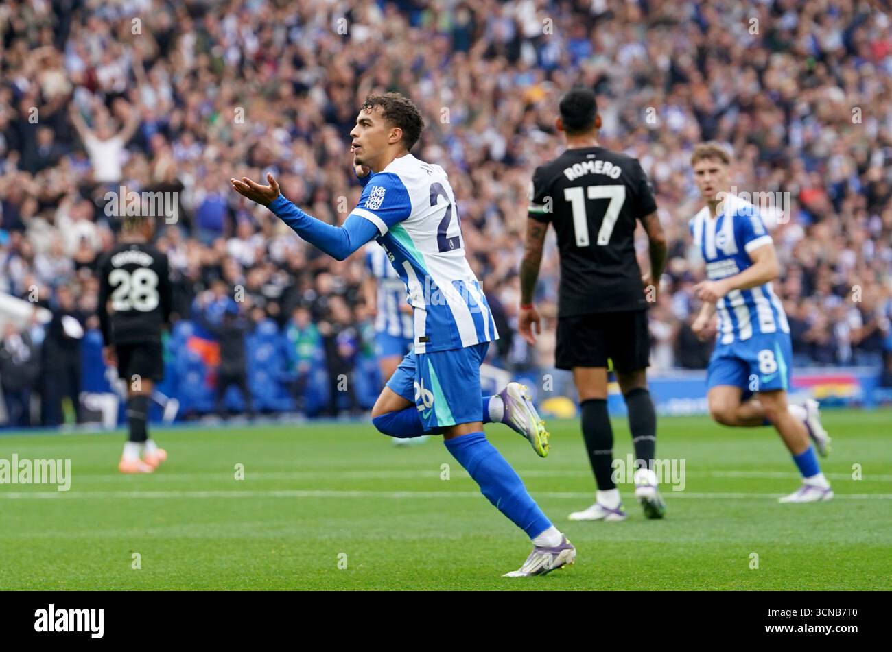 Brighton and Hove Albion's Yasin Ayari celebrates after scoring his ...