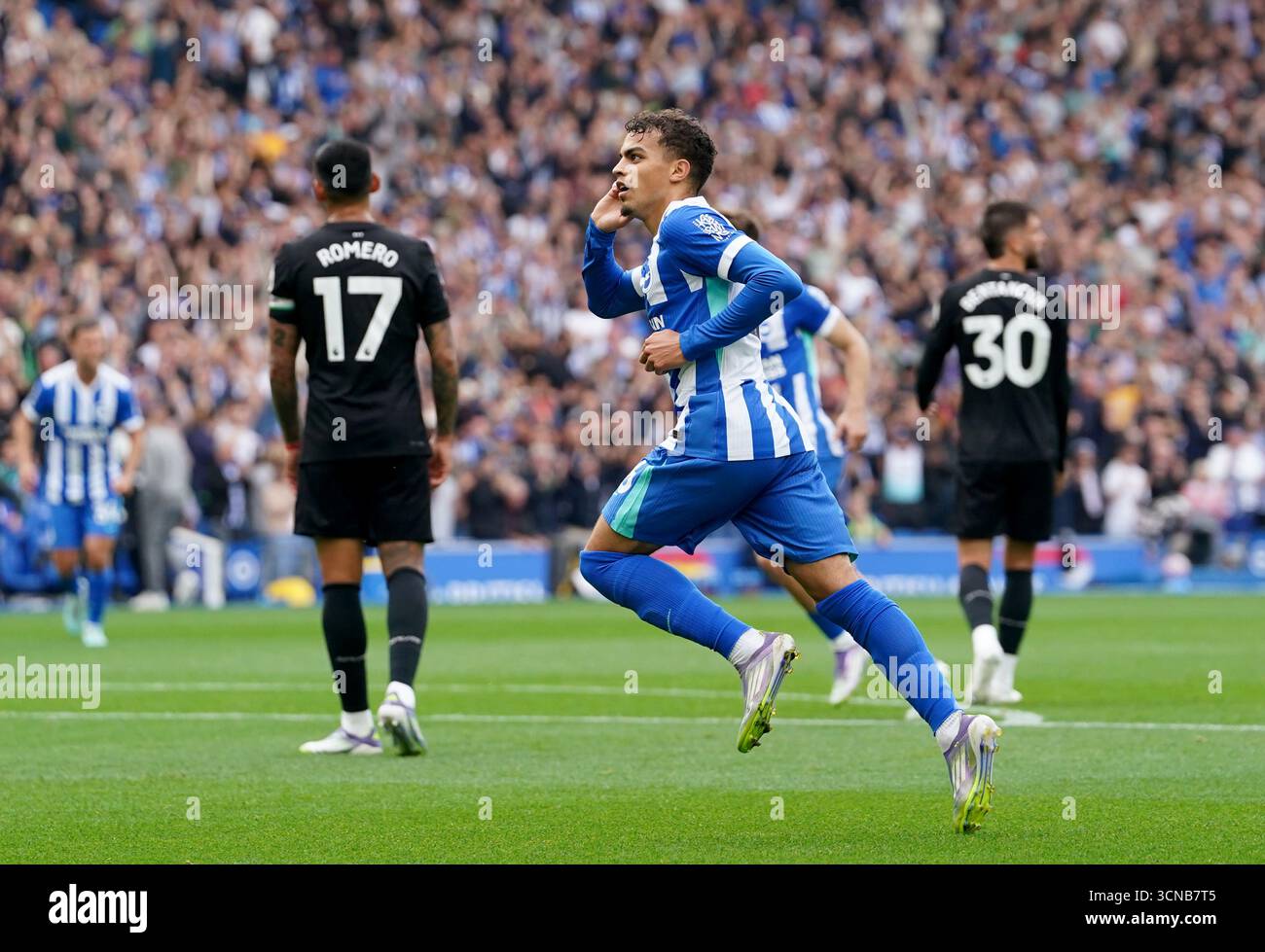 Brighton and Hove Albion's Yasin Ayari celebrates after scoring his ...