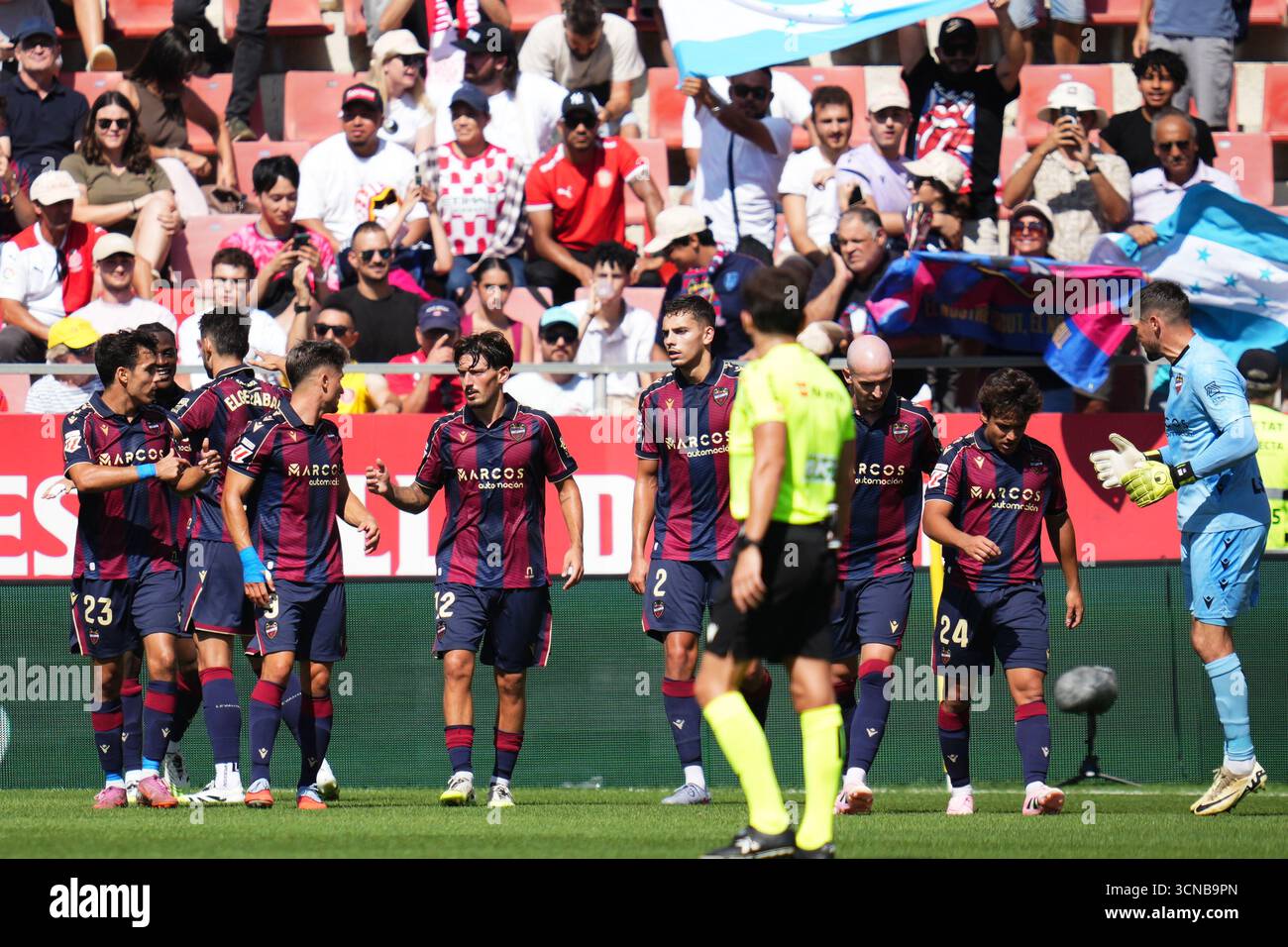 Levante UD players celebrating the 0-1 during the La Liga match 2025 ...