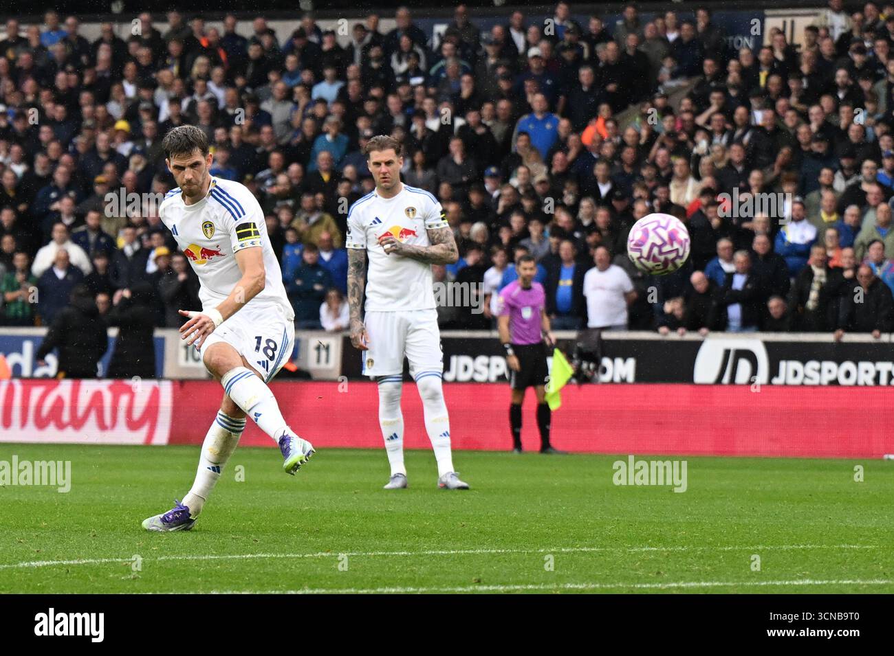 Leeds United's Anton Stach (left) scores their side's second goal of ...