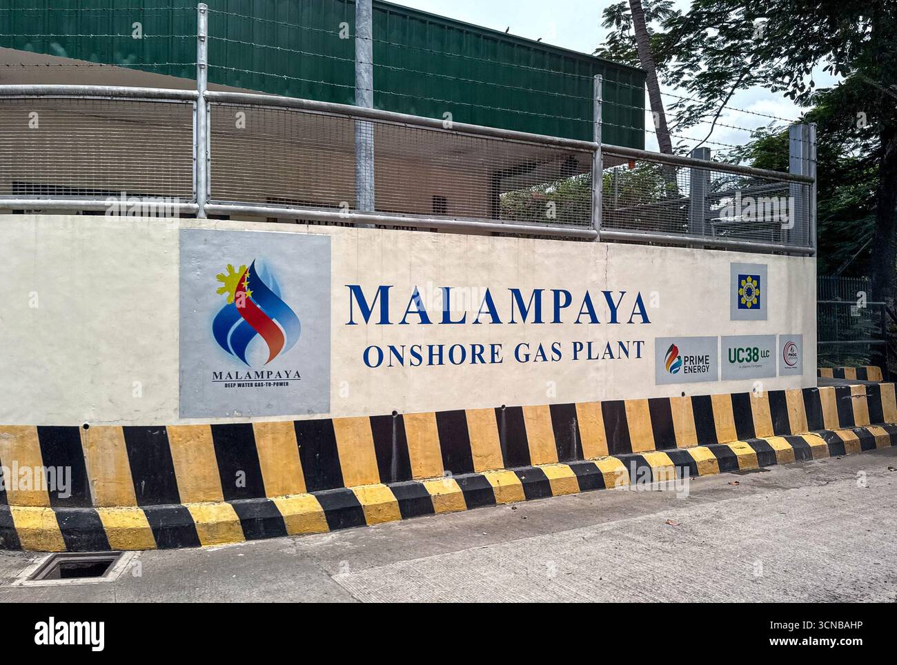 Batangas, Philippines. Sept 20,2025. Main gate of the Malampaya Onshore Gas Plant, spanning ...