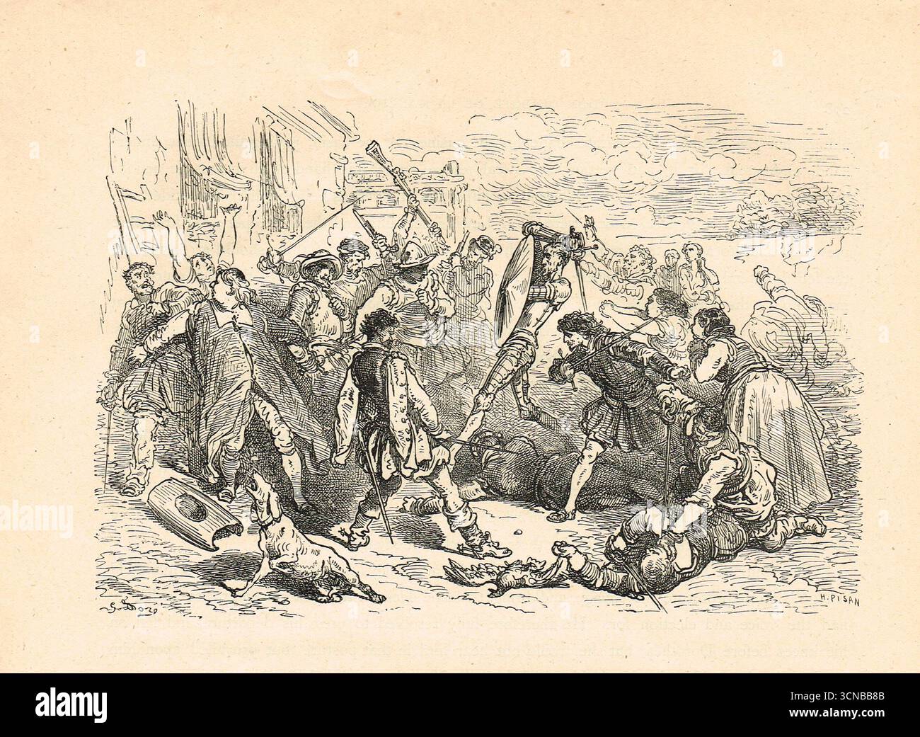Don Quixote fighting with the Holy brotherhood. Illustration by Gustave ...