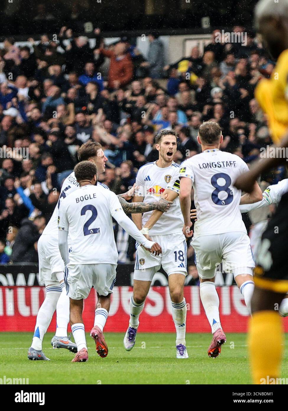 Celebration after Anton Stach (18 Leeds) scores from a free kick during ...